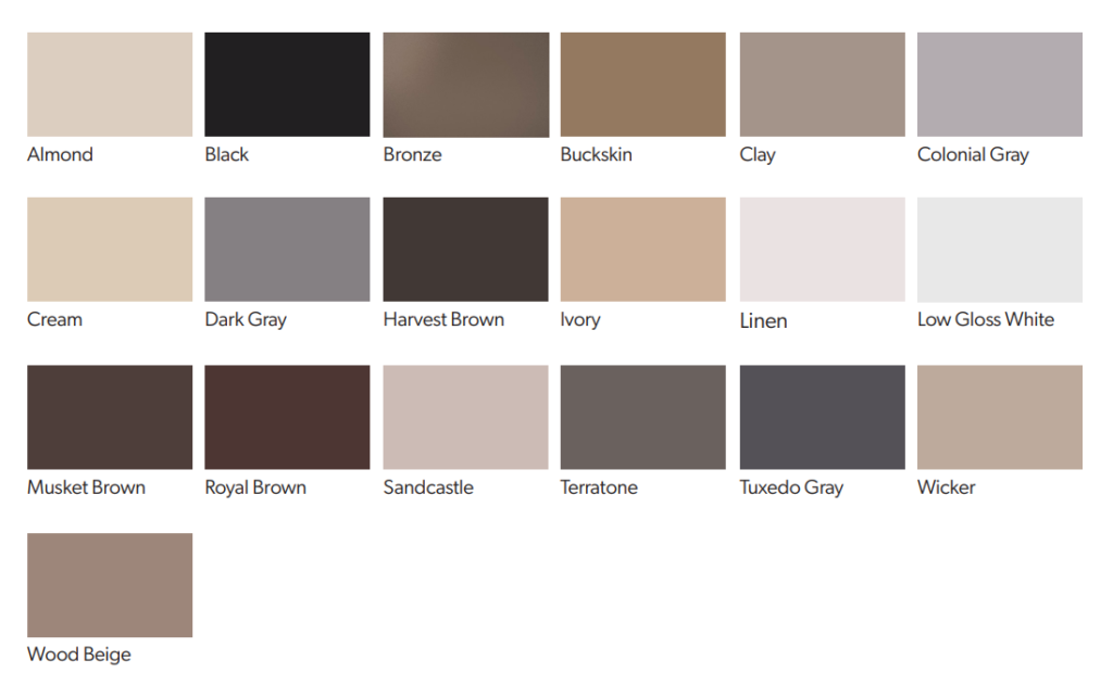 Gutter Color Chart | ECS Specialty Rain Gutters